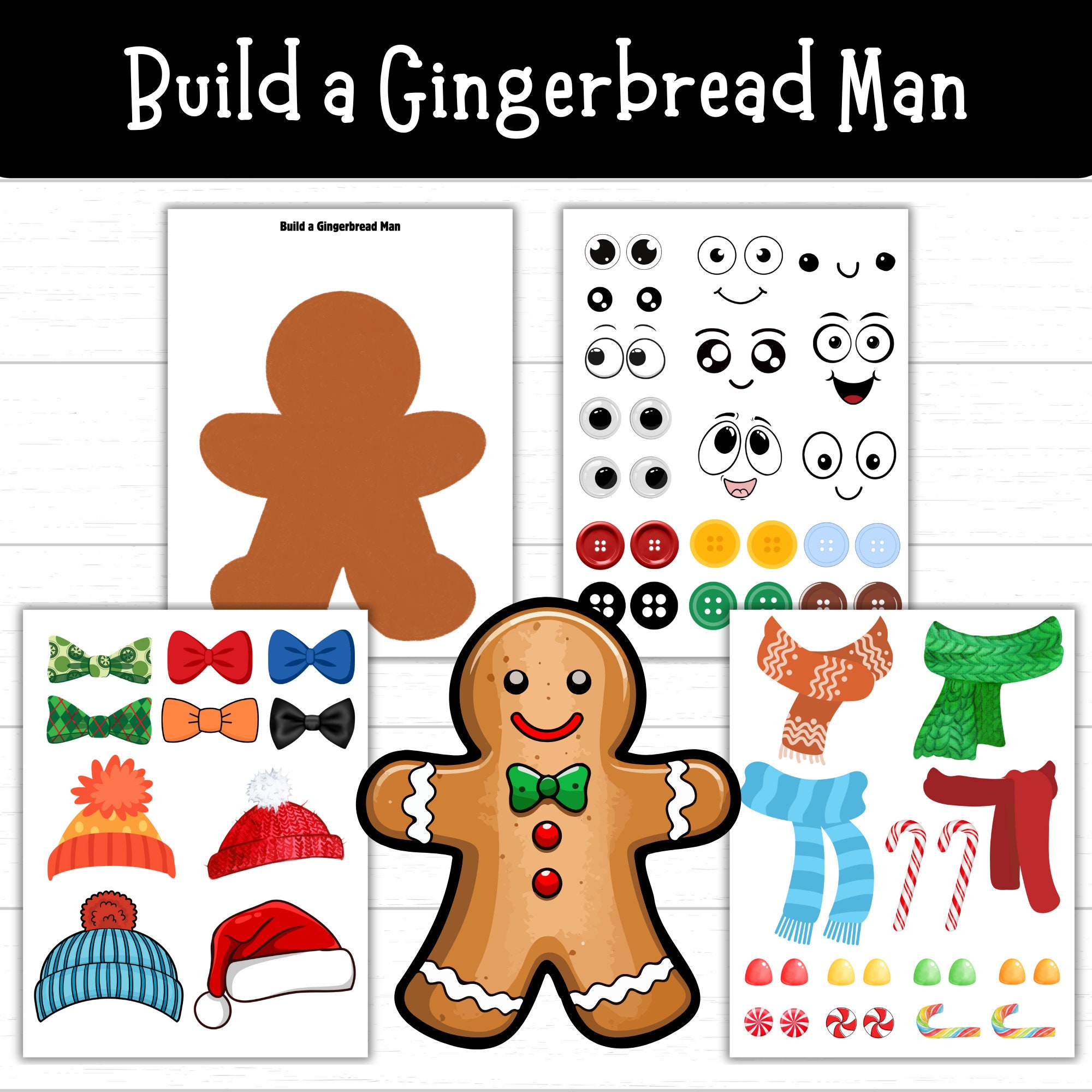 Build a Gingerbread Man Printable Set, Decorate a Gingerbread Man ...