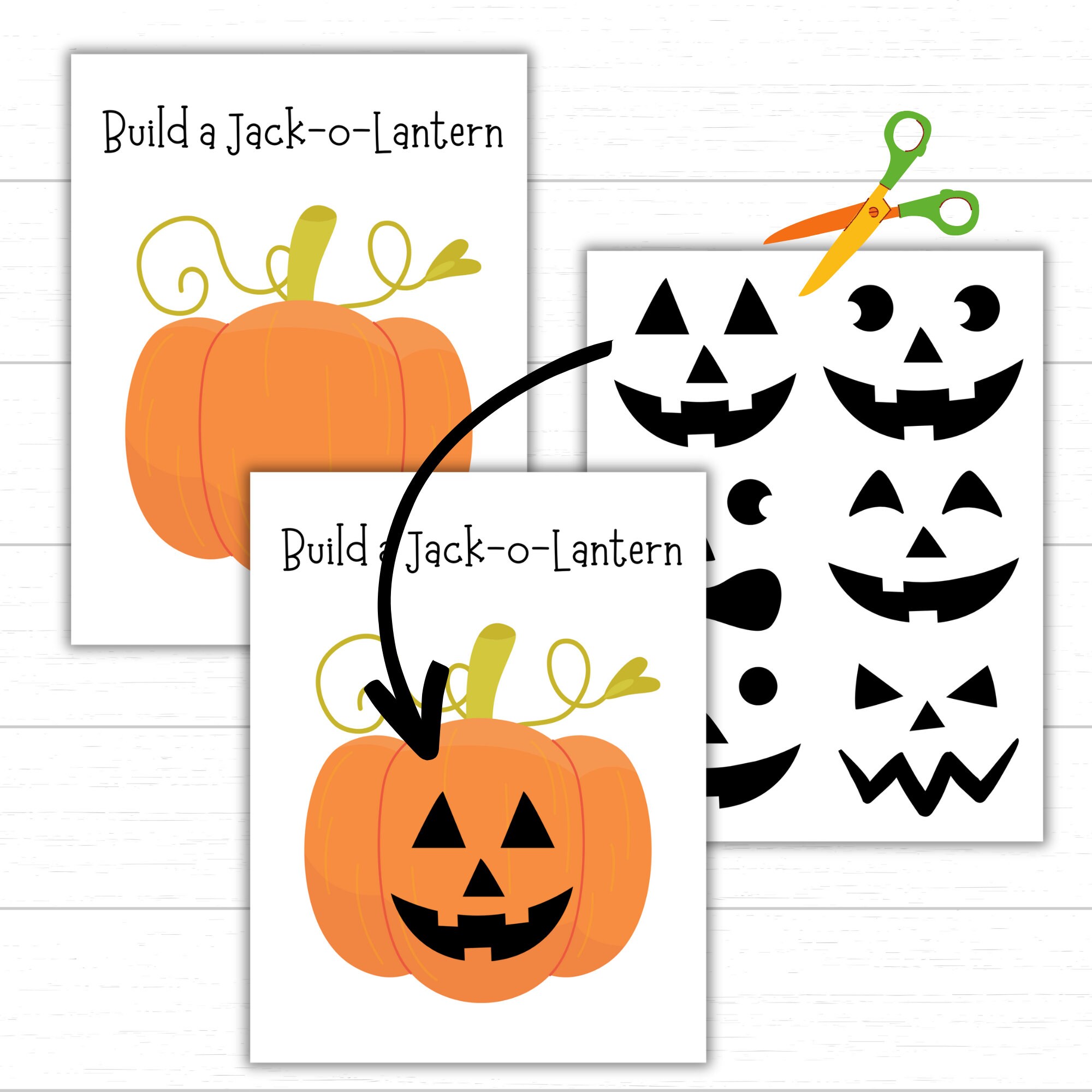 Build A Jack-o-lantern, Pumpkin Faces, Halloween Activity, Build A ...