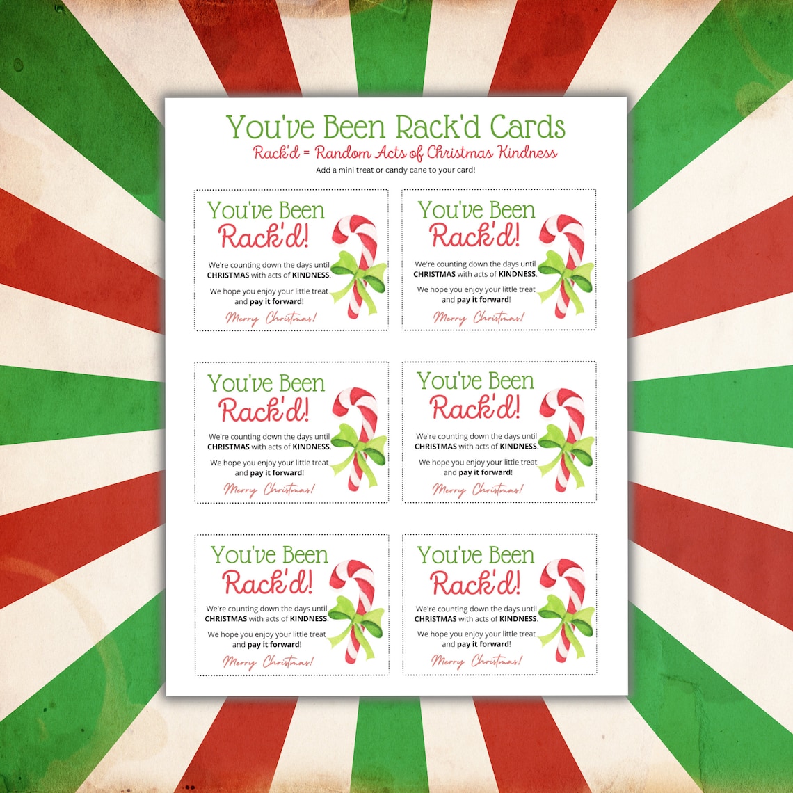 You've Been Rack'd Printable Cards, Random Acts of Christmas Kindness ...