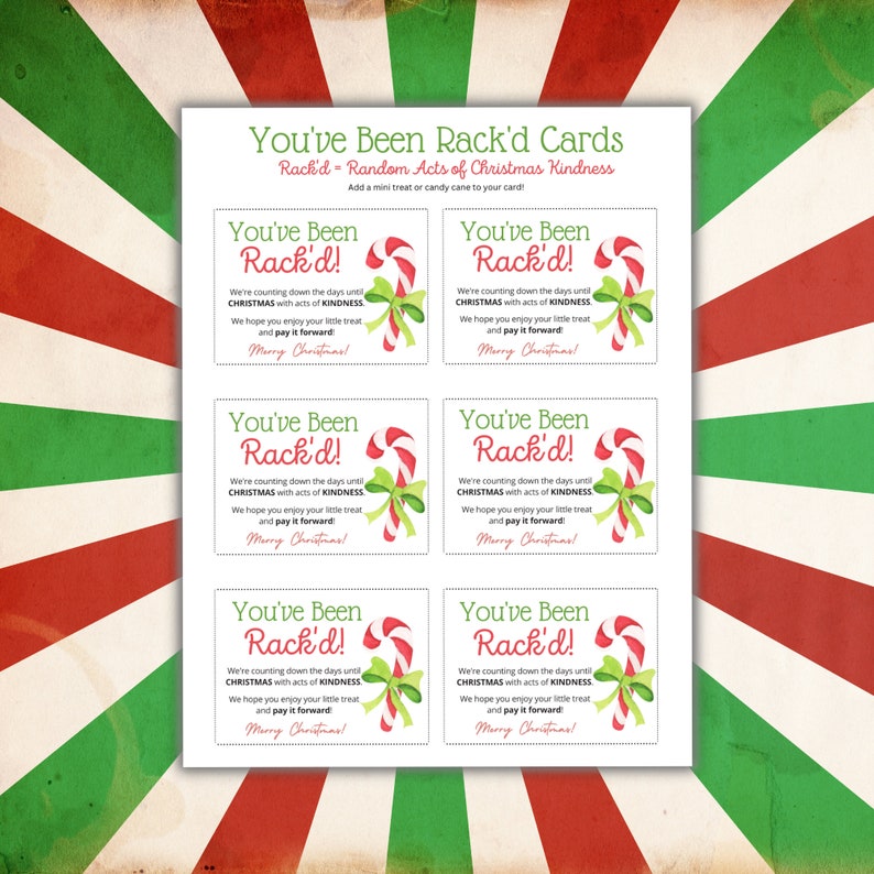 You've Been Rack'd Printable Cards, Random Acts of Christmas Kindness ...