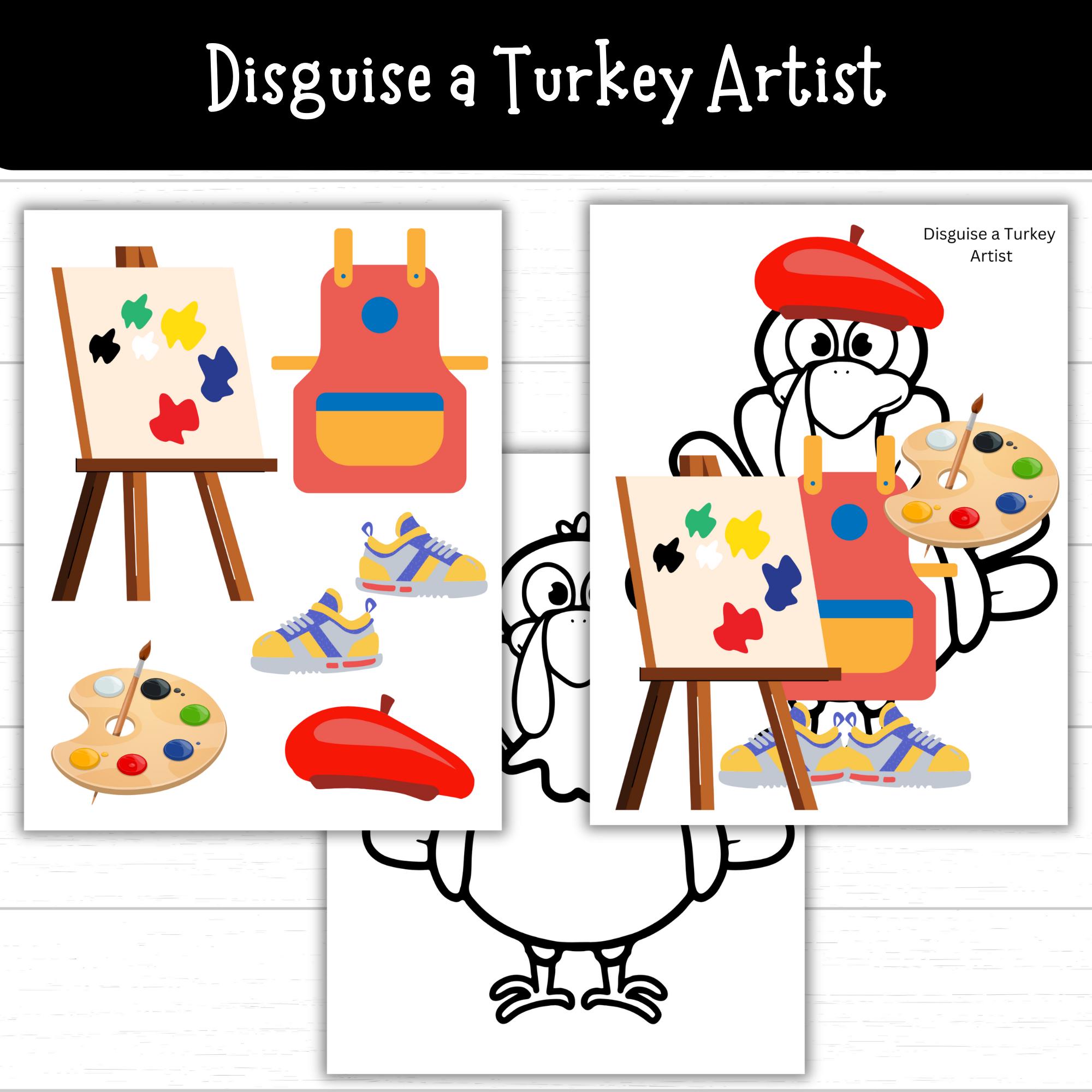 Disguise a Turkey Artist, Artist Turkey, Printable Outfit, Turkey in ...