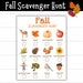 Fall Scavenger Hunt, Fall Activity for Kids, Printable Fall Game, Fall ...