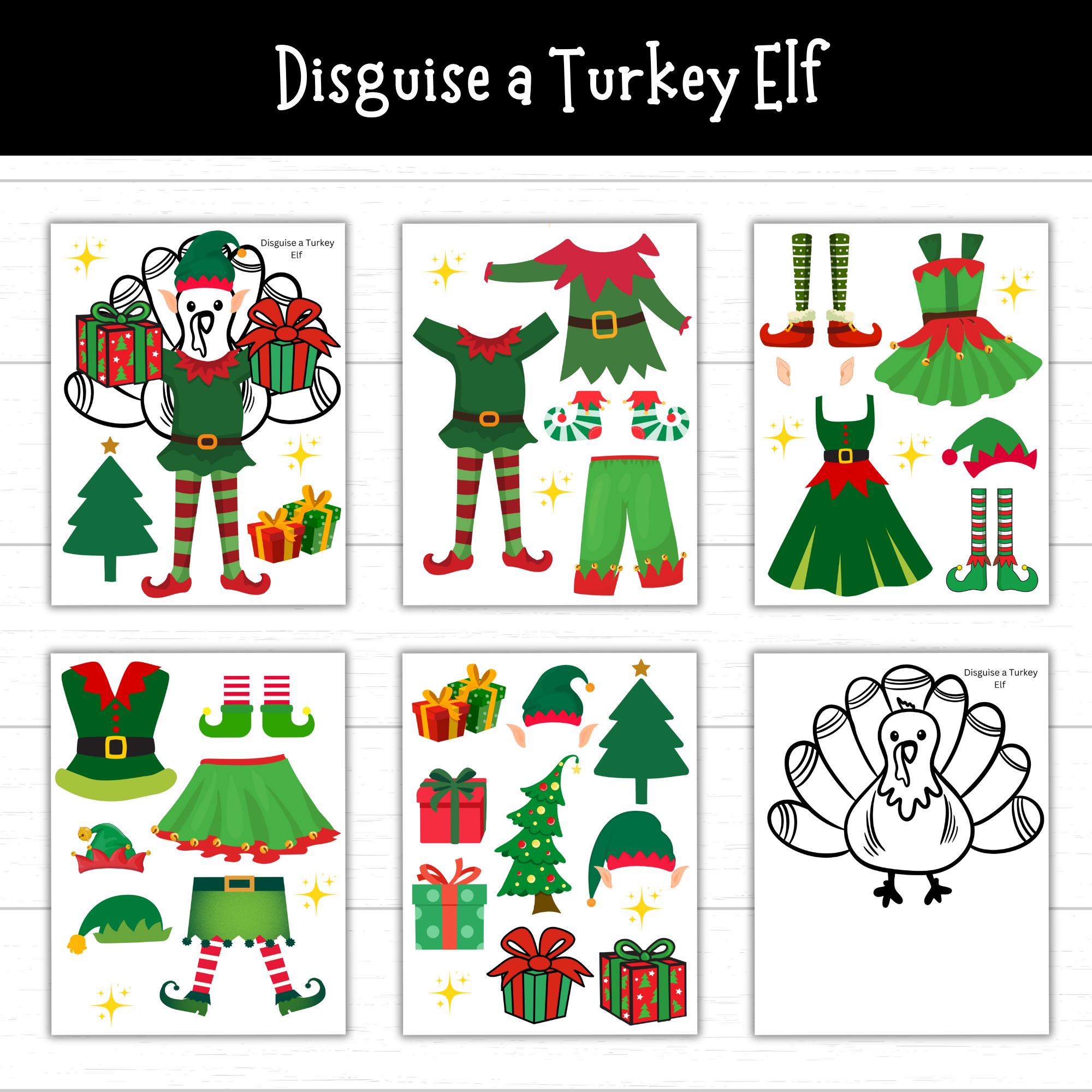 Disguise a Turkey Elf, Elf Turkey, Turkey Printables, Turkey in ...