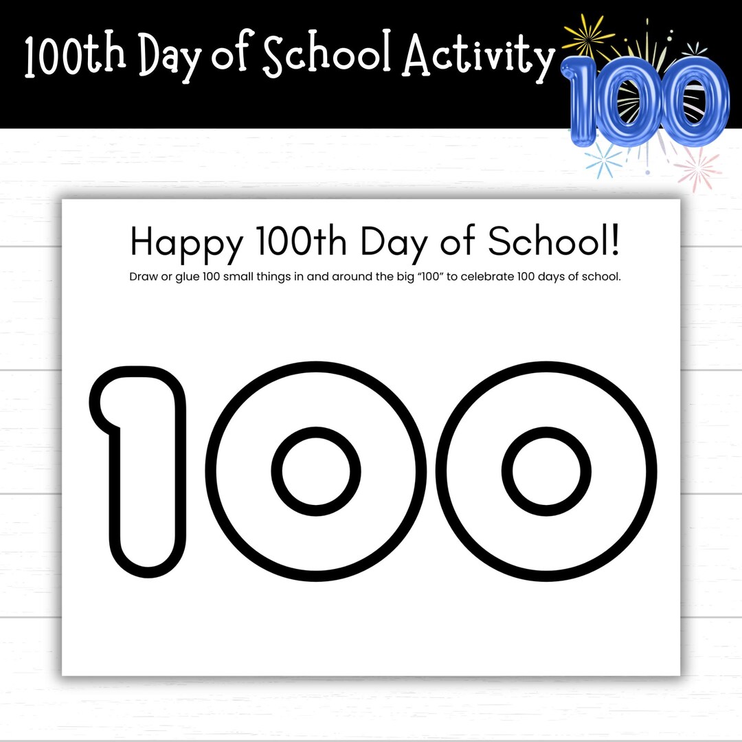 Happy 100th Day of School Activity, Printable 100 Days of School ...