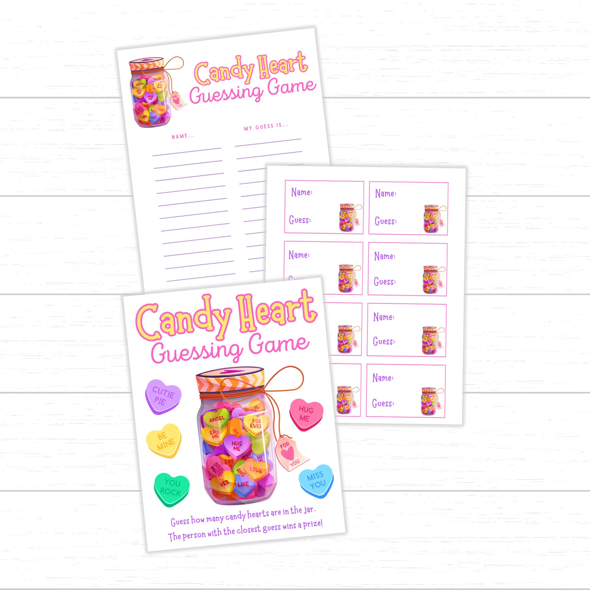 Valentine Candy Guessing Game Sign, Guess How Many Candies in the Jar ...