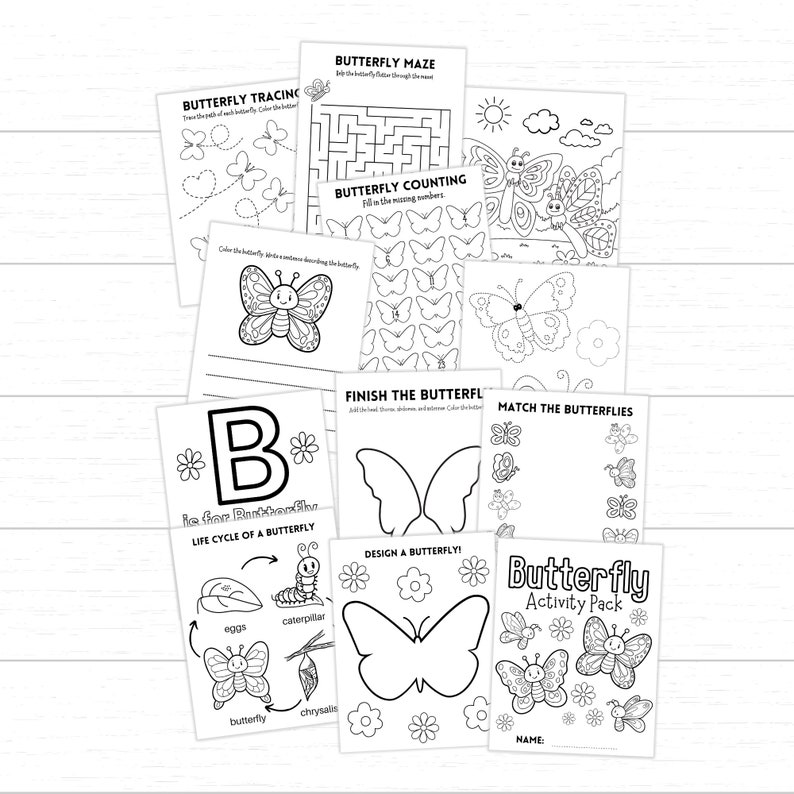 Butterfly Activity Pack Printable for Kids, Science Craft, Coloring ...