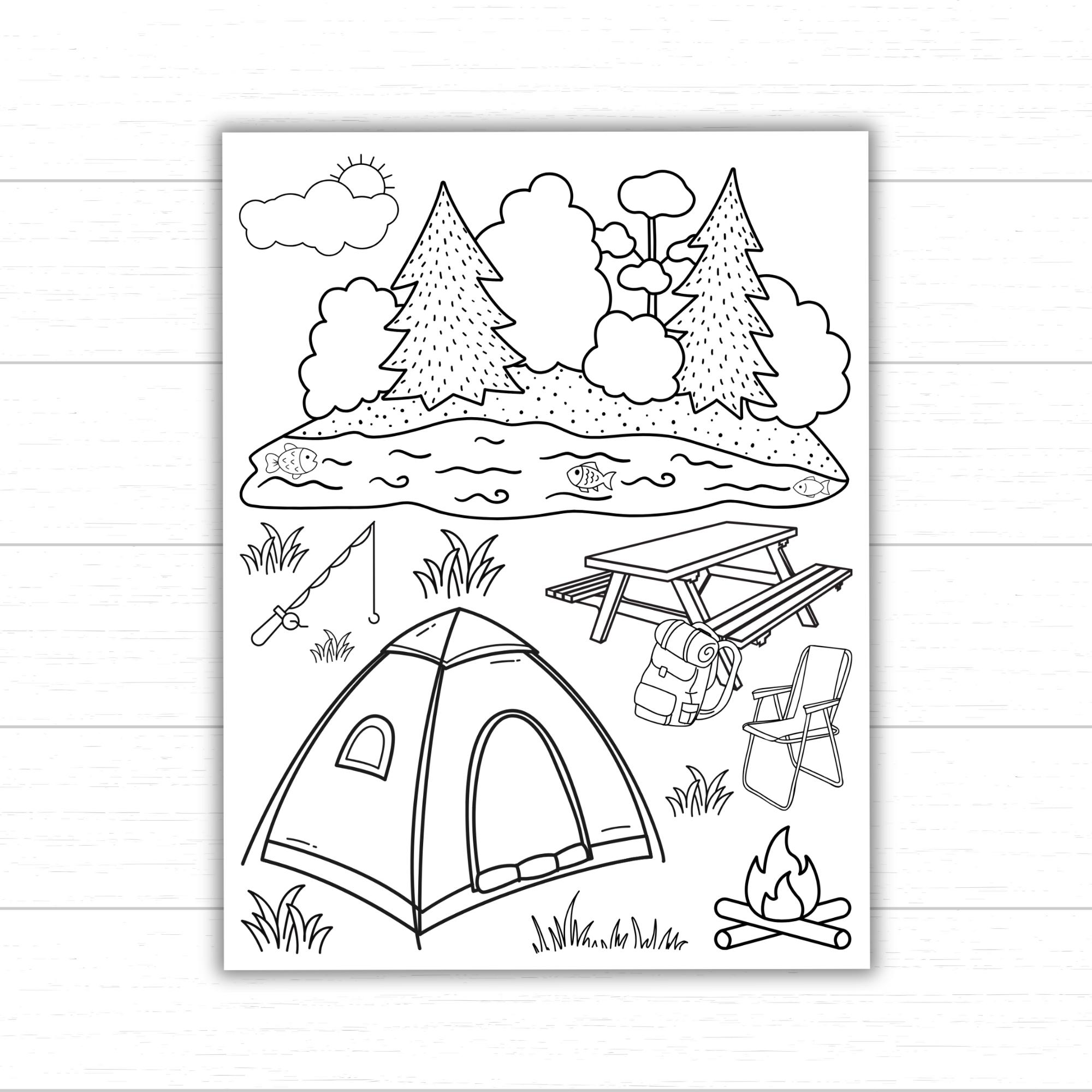 Printable Camping Coloring Pages for Kids, Tent and Camper Coloring ...