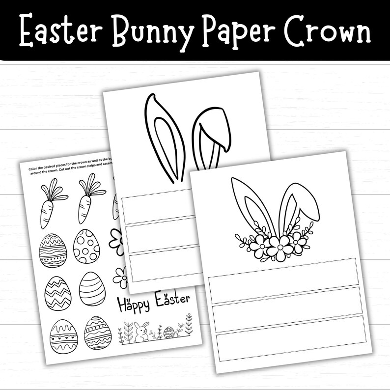 Easter Bunny Paper Crown, Bunny Headband for Kids, Easter Printable ...