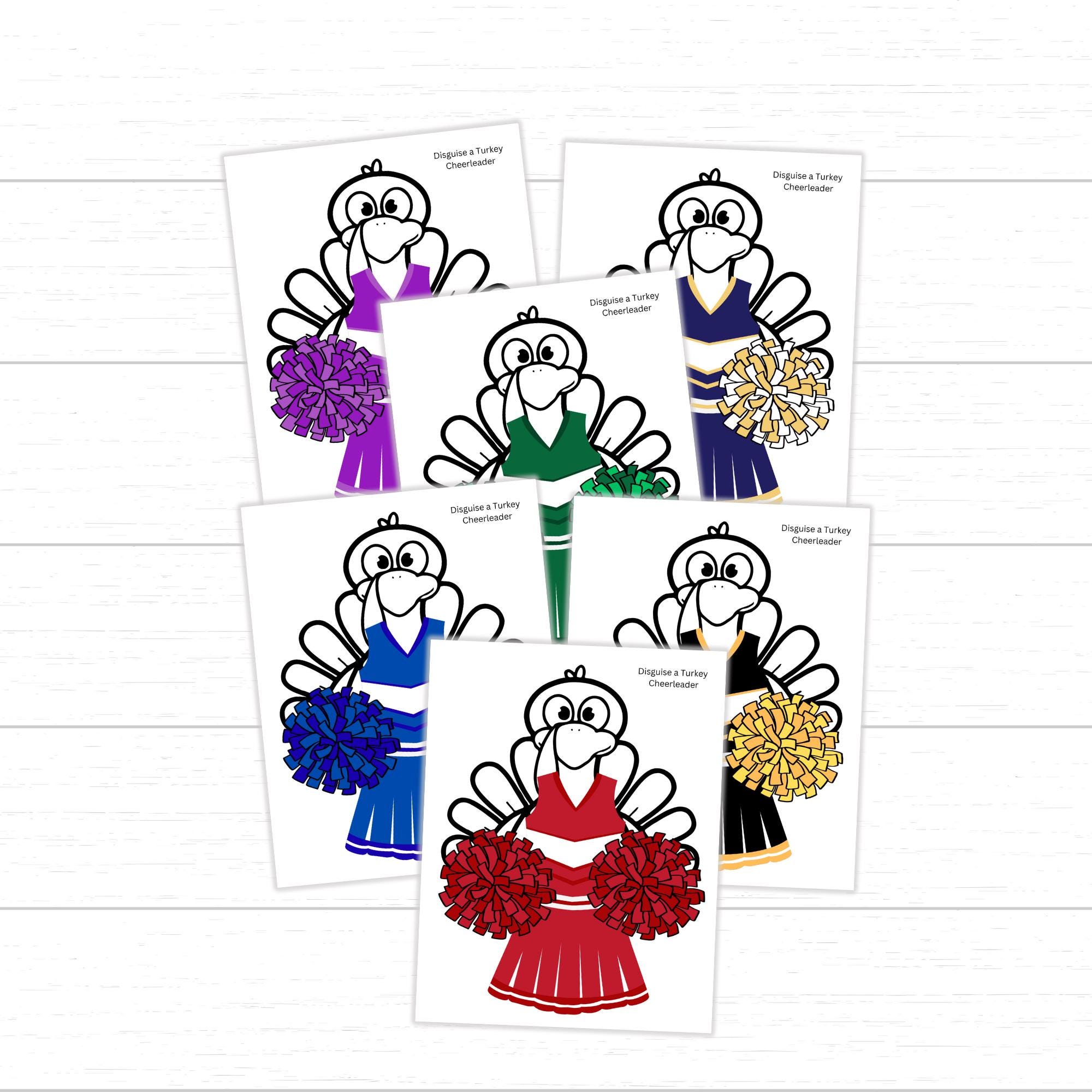 Disguise a Turkey Cheerleader Uniform Printable Pack, Cheerleader ...