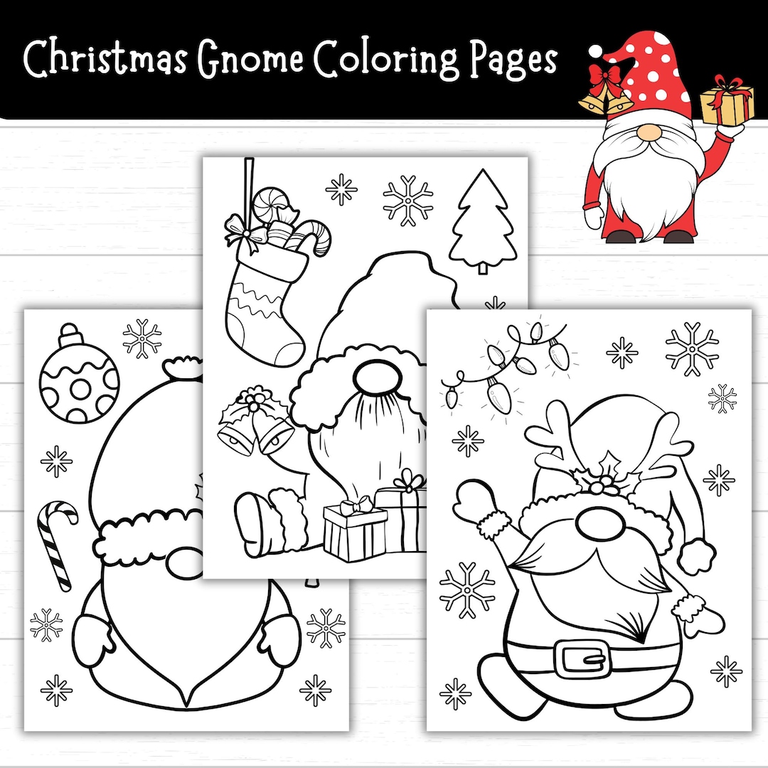 Christmas Gnome Coloring Pages, Printable Gnome Coloring Sheets ...