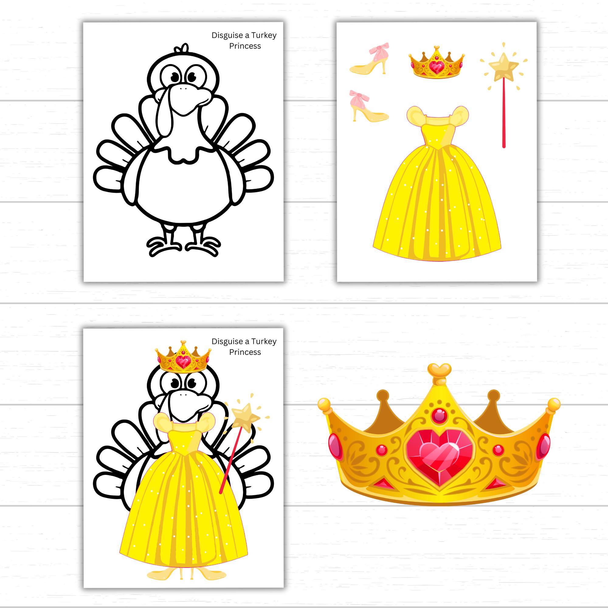 Princess Disguise a Turkey Set – Printable Thanksgiving Craft for Kids ...