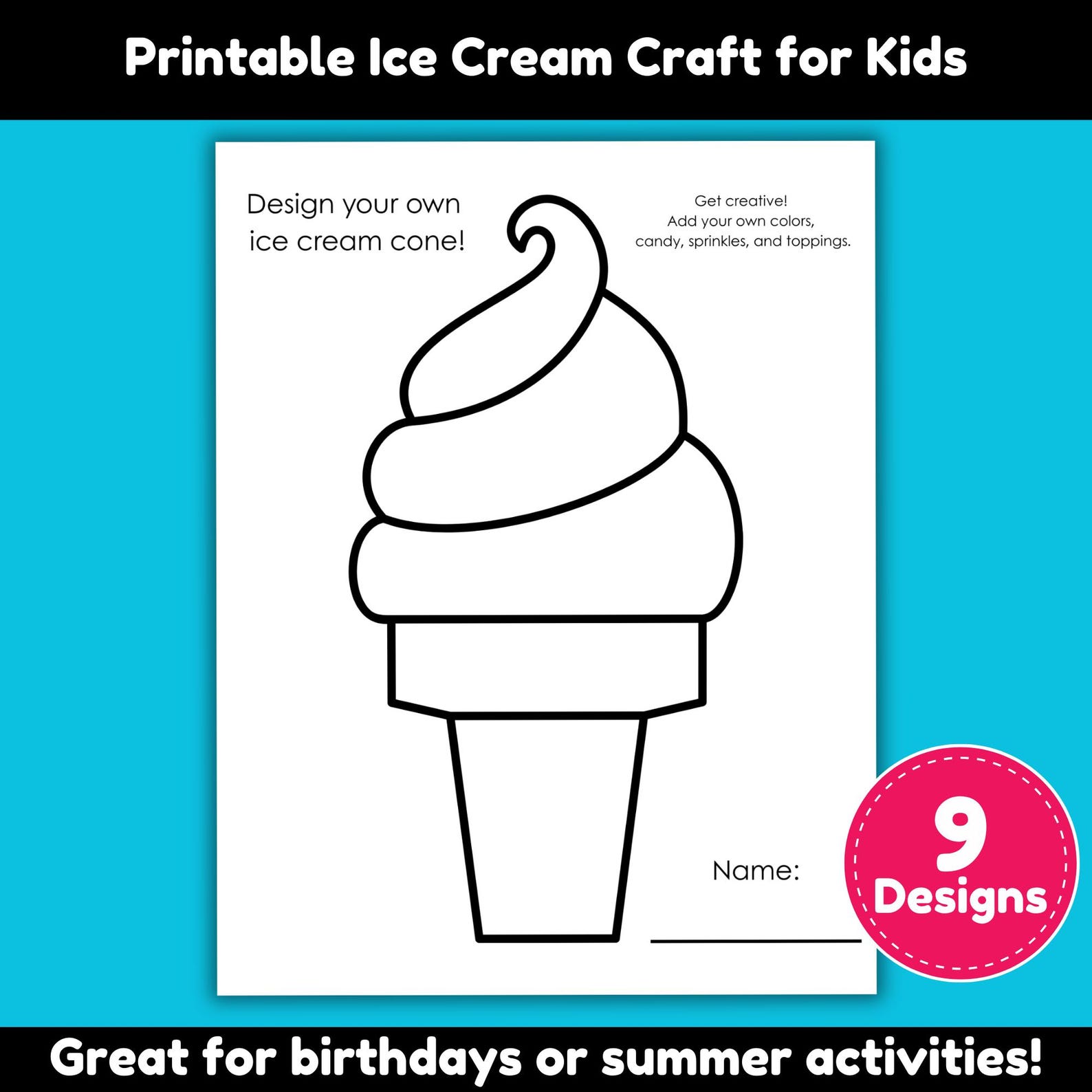 Design Your Own Ice Cream Printable Pack, Ice Cream Cone & Ice Cream ...