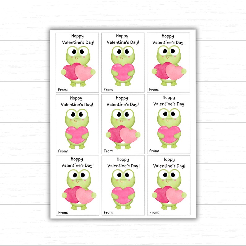 Frog Valentine's Day Cards, Printable Frog Valentines, Hoppy Valentine ...