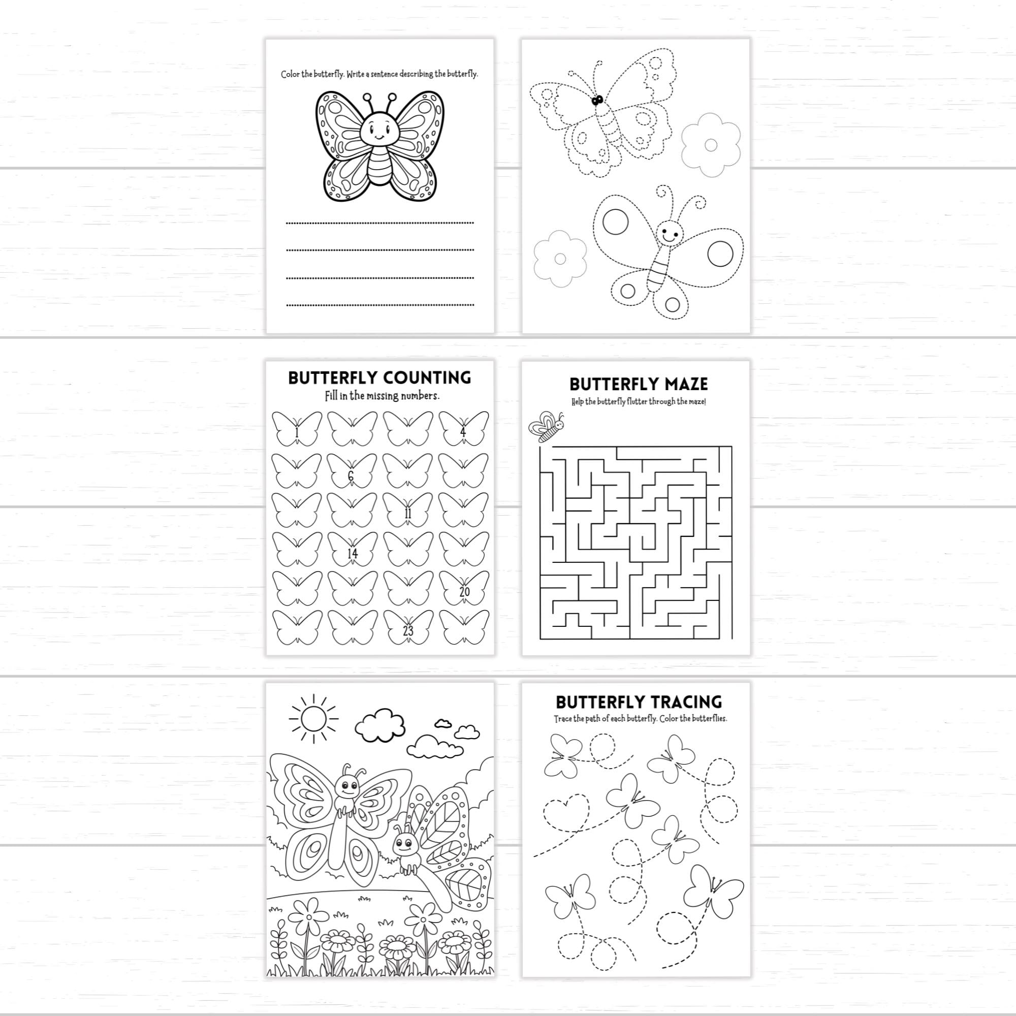 Butterfly Activity Pack Printable for Kids, Science Craft, Coloring ...
