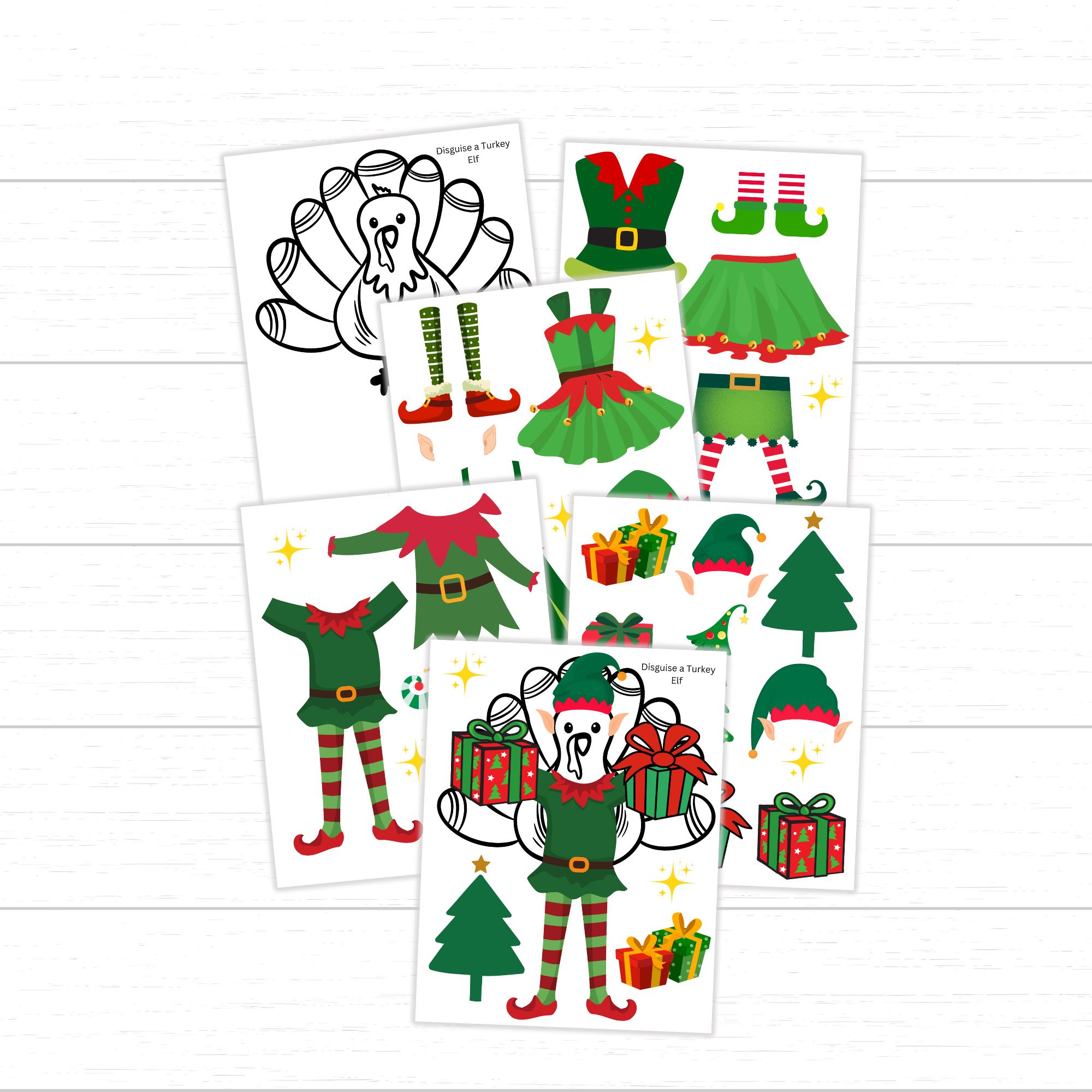 Disguise a Turkey Elf, Elf Turkey, Turkey Printables, Turkey in ...