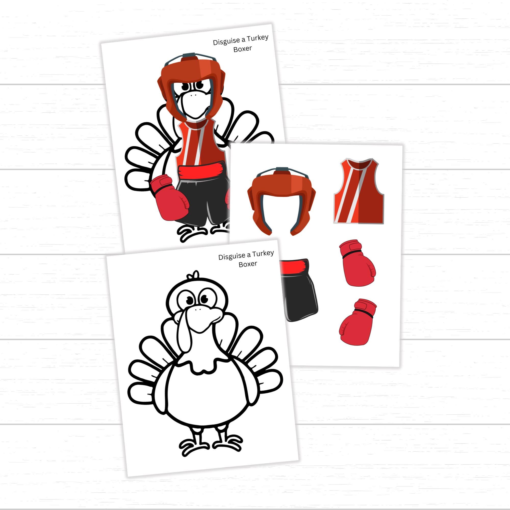 Disguise a Turkey Boxer, Boxer Turkey, Printable Boxer Outfit, Boxer ...