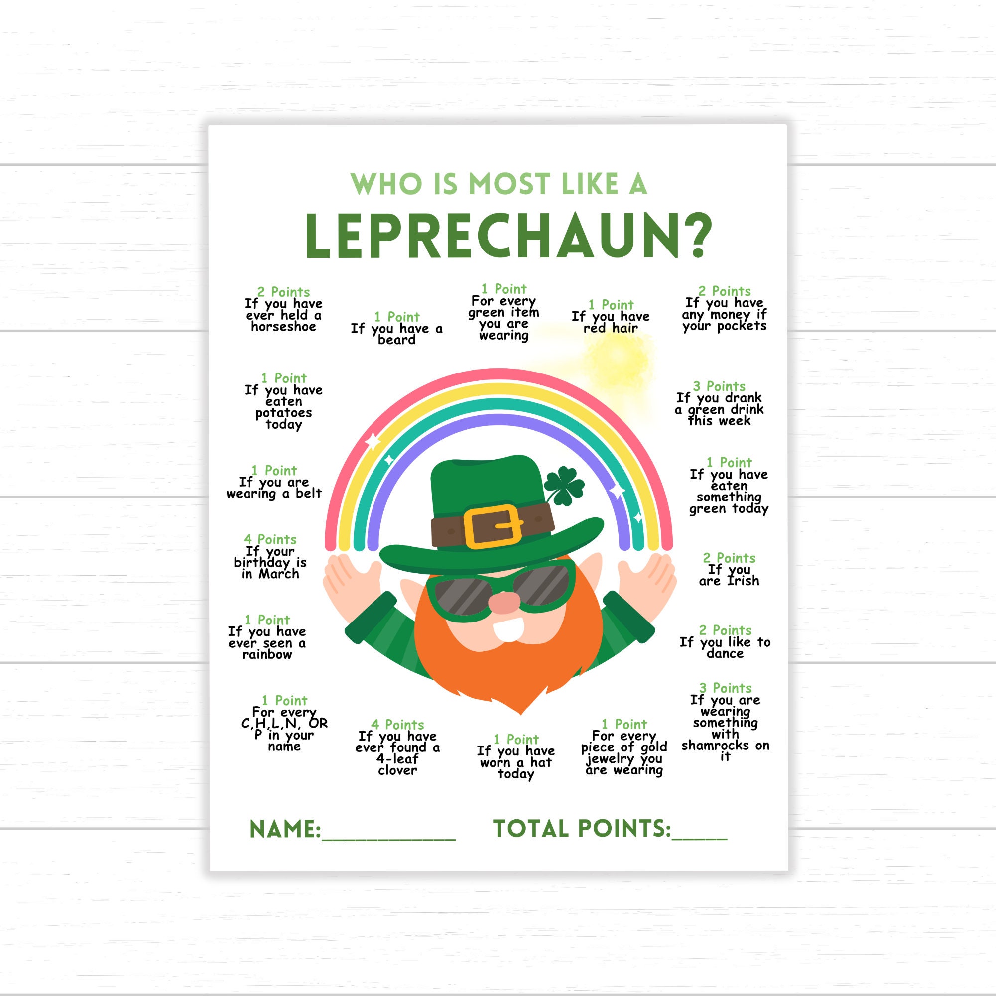 Who is Most Like a Leprechaun Game, St. Patrick's Day Games, March ...