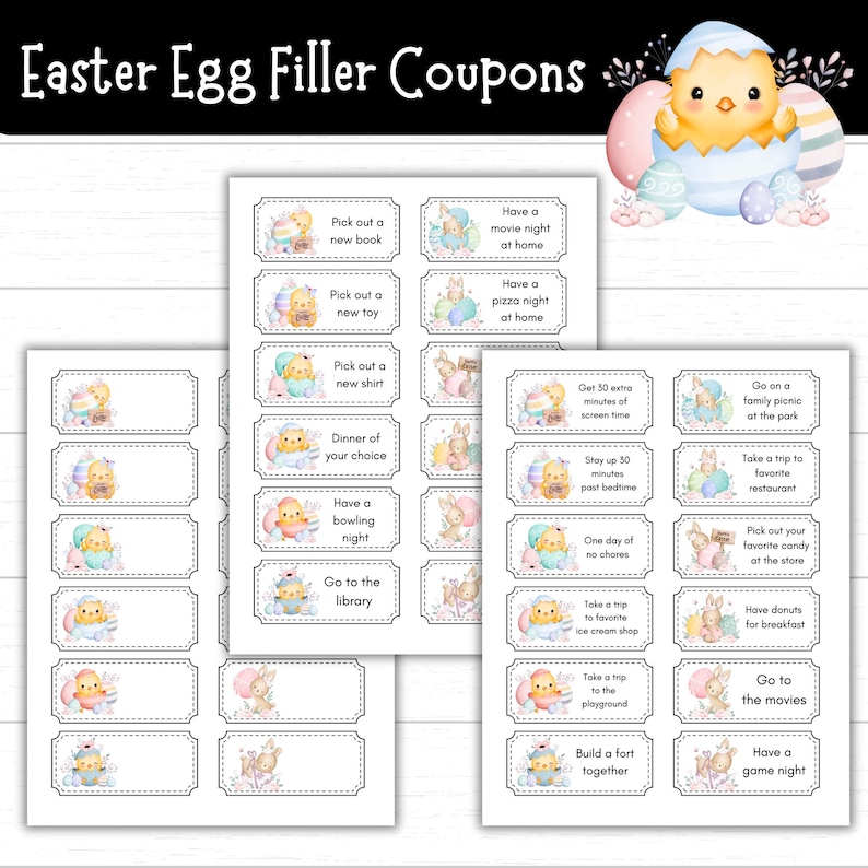 Easter Egg Filler Coupons, Non-candy Easter Basket Fillers, Egg Hunt ...