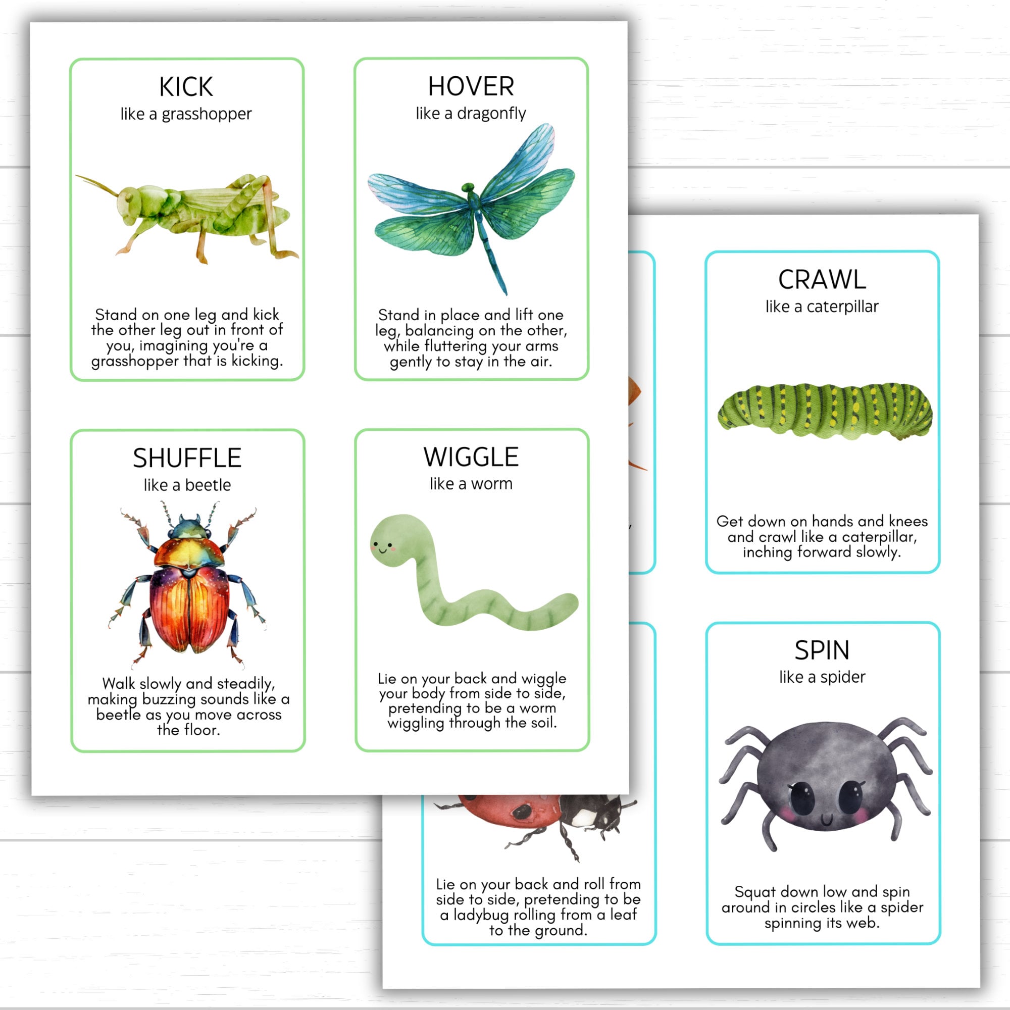 Spring Movement Cards, Printable Action Flash Cards, Preschool Activity ...