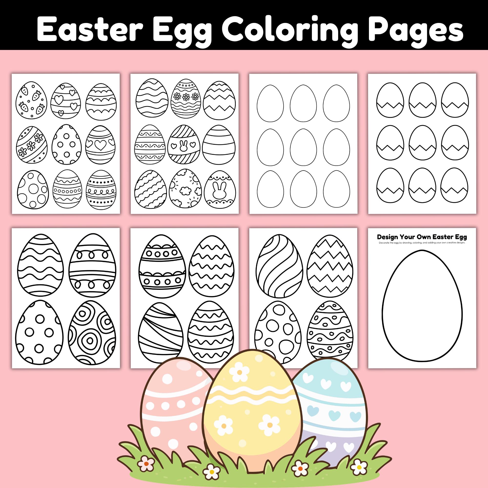 Easter Egg Coloring Pages Printable, Easter Activity for Kids, 8 Page ...
