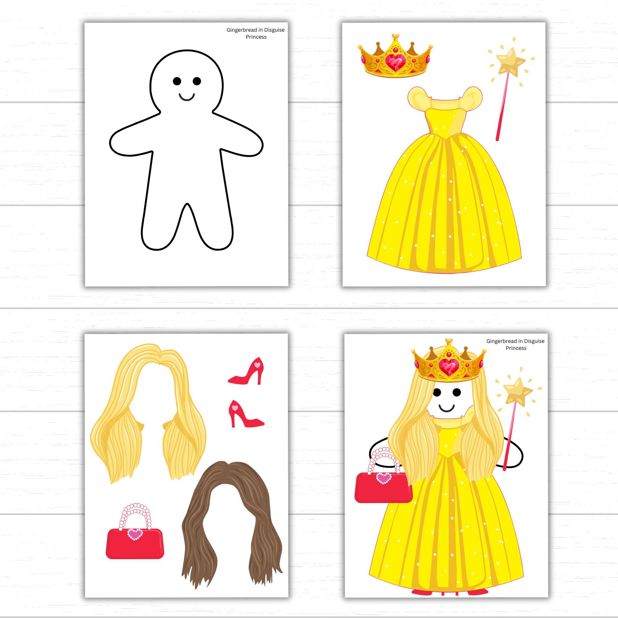 Disguise a Gingerbread Princess, Princess Craft for Kids, Printable ...