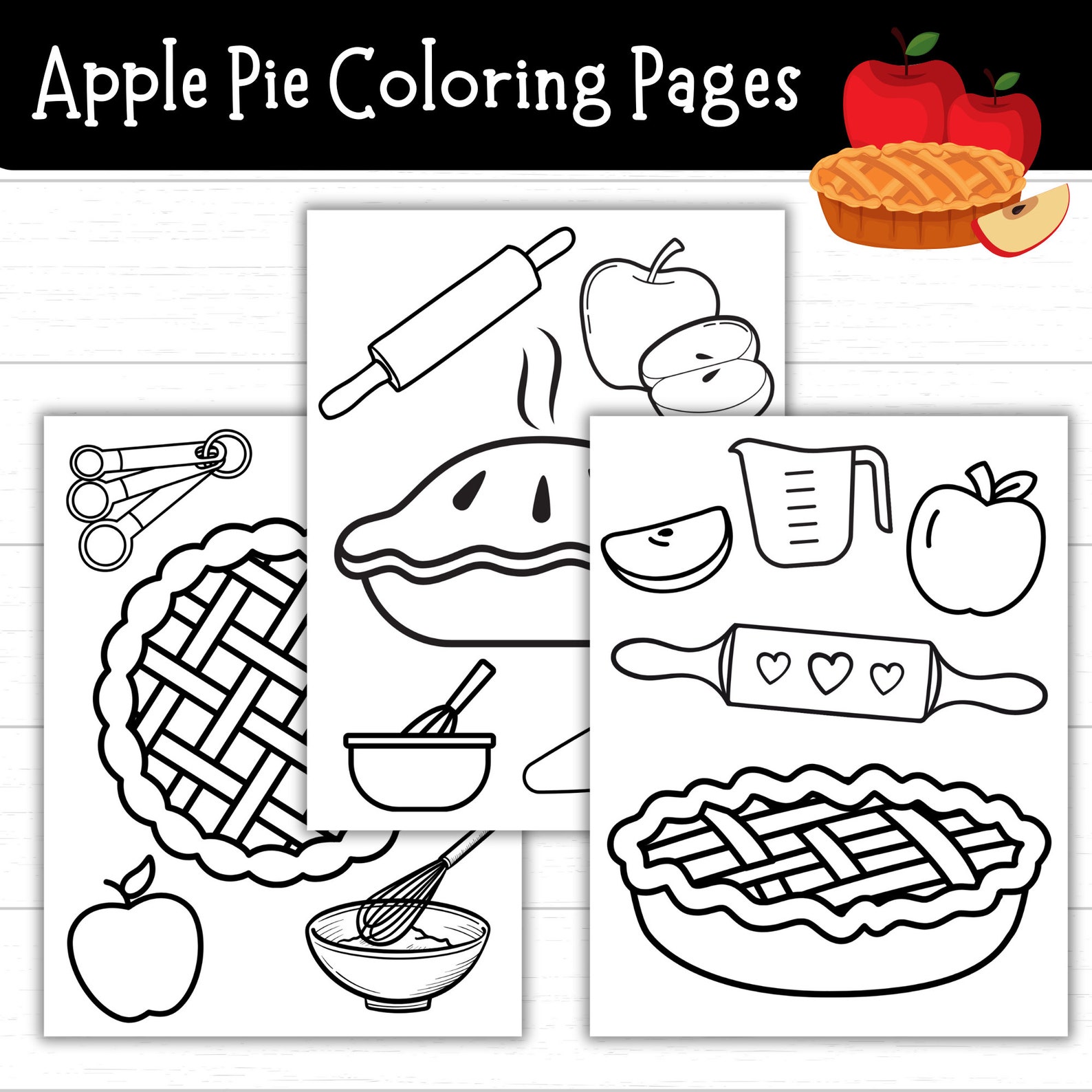 Apple Pie Coloring Pages Printable, Apple Activities, Fall Apple ...