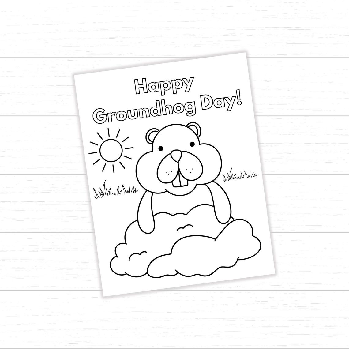 Groundhog Day Coloring Page, Happy Groundhog Day Printable, Fun ...