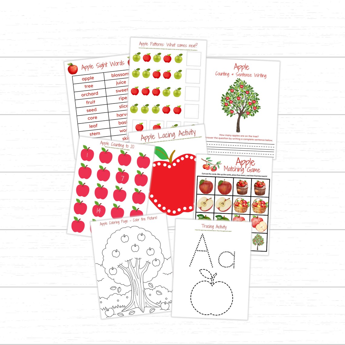 Apple Activity Pack for Kids, Printable Learning Bundle, Apple ...