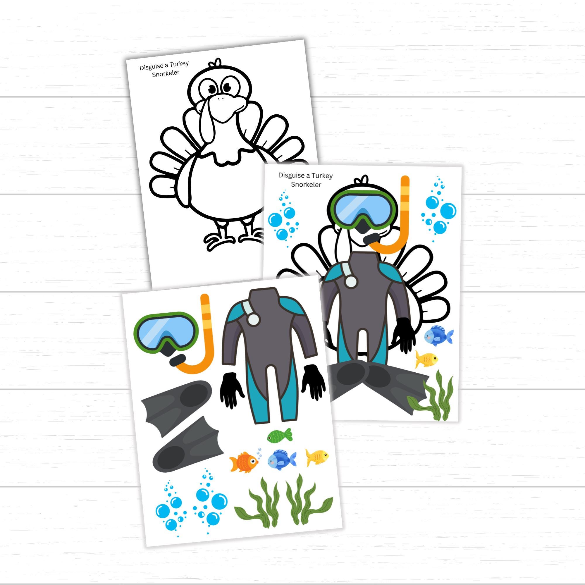 Disguise a Turkey Snorkeler, Snorkeler Turkey, Printable Outfits, Ocean ...