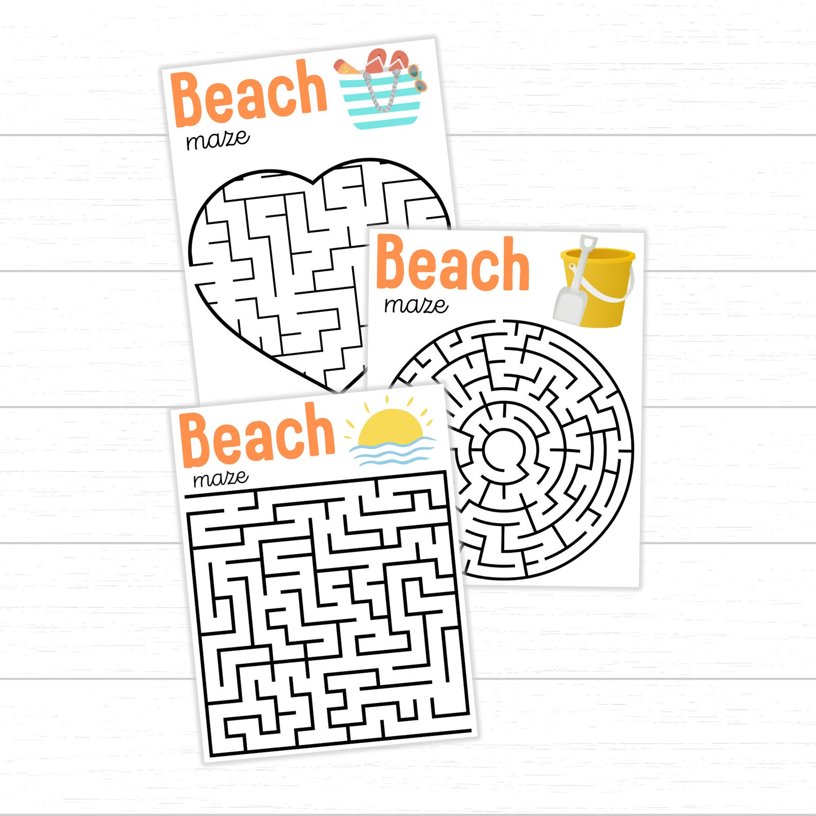 Printable Beach Mazes for Kids, Summer Maze Activity Pack, Boredom ...