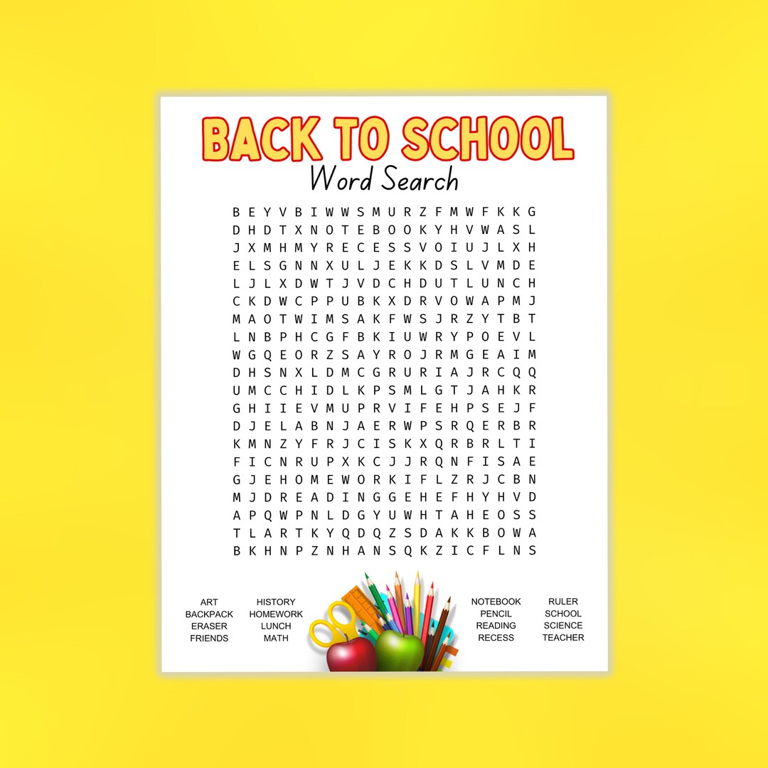 Kids Back to School Word Search Printable Educational Word - Etsy