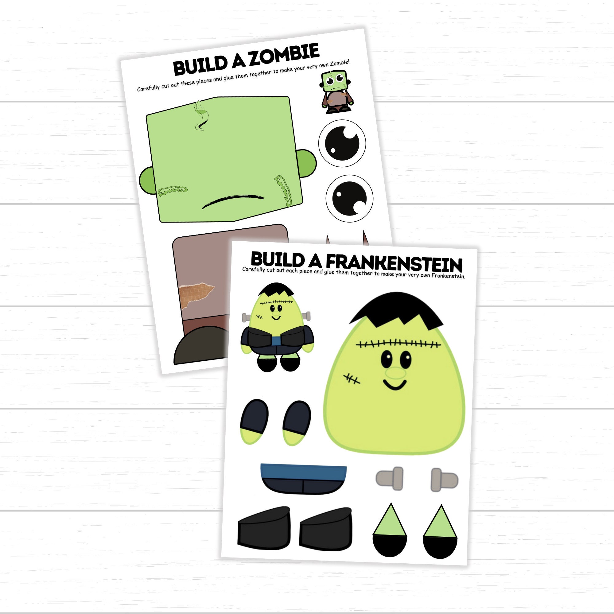 Build A Bat, Build A Zombie, Build A Frankenstein, Printable Halloween ...