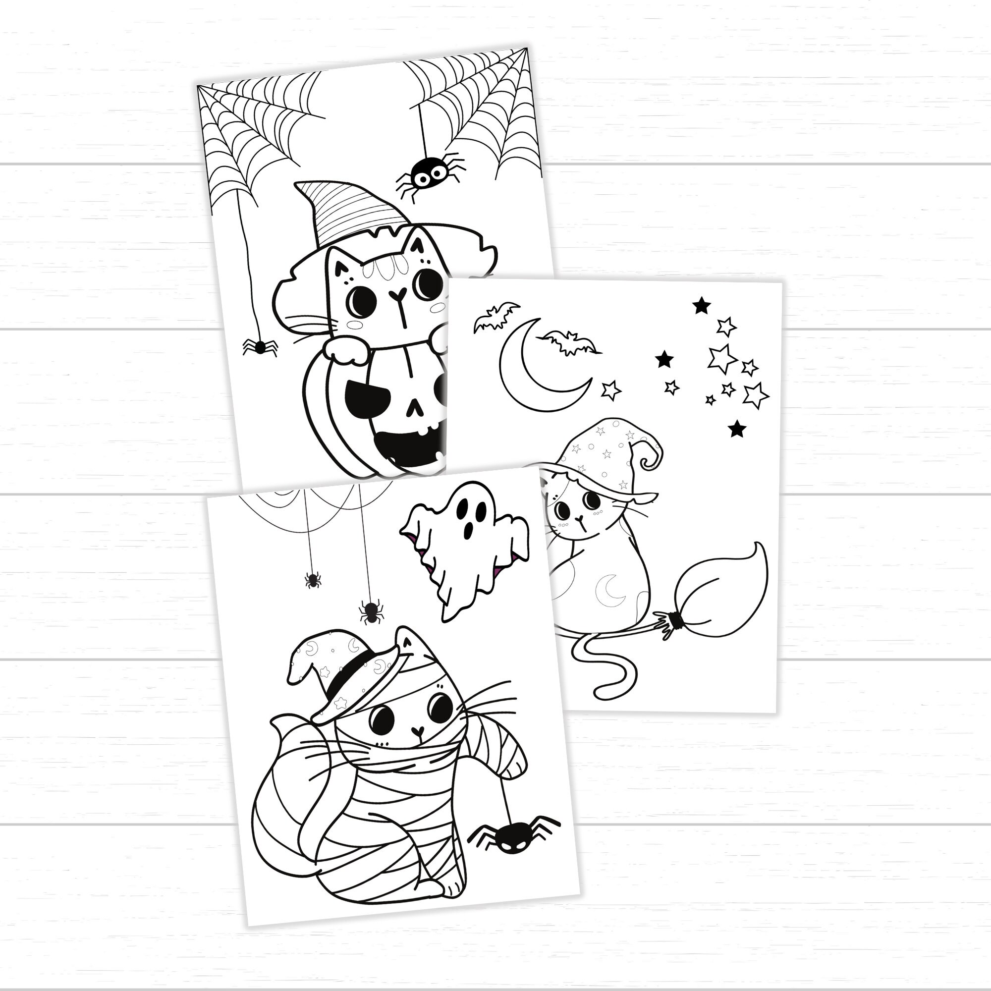 Cute Halloween Cat Coloring Pages, Printable Halloween Coloring Pages ...