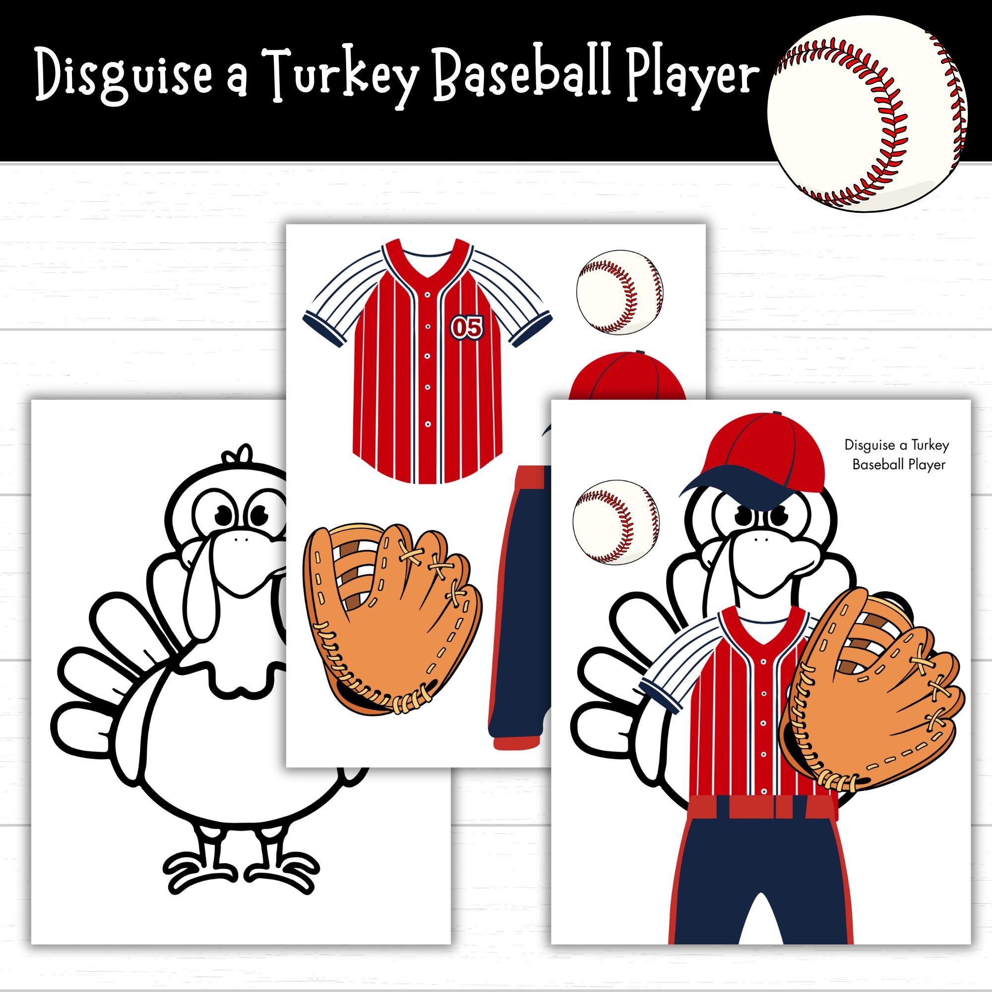 Disguise a Turkey Baseball Player, Printable Turkey Disguise, Sports ...