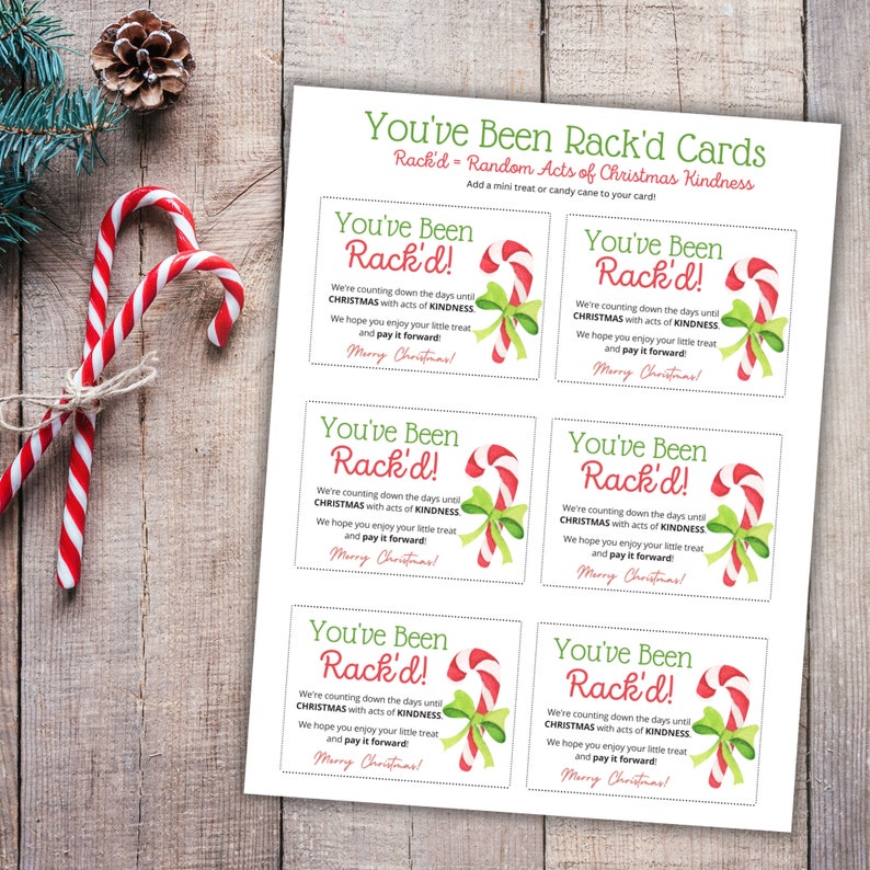 You've Been Rack'd Printable Cards, Random Acts of Christmas Kindness ...