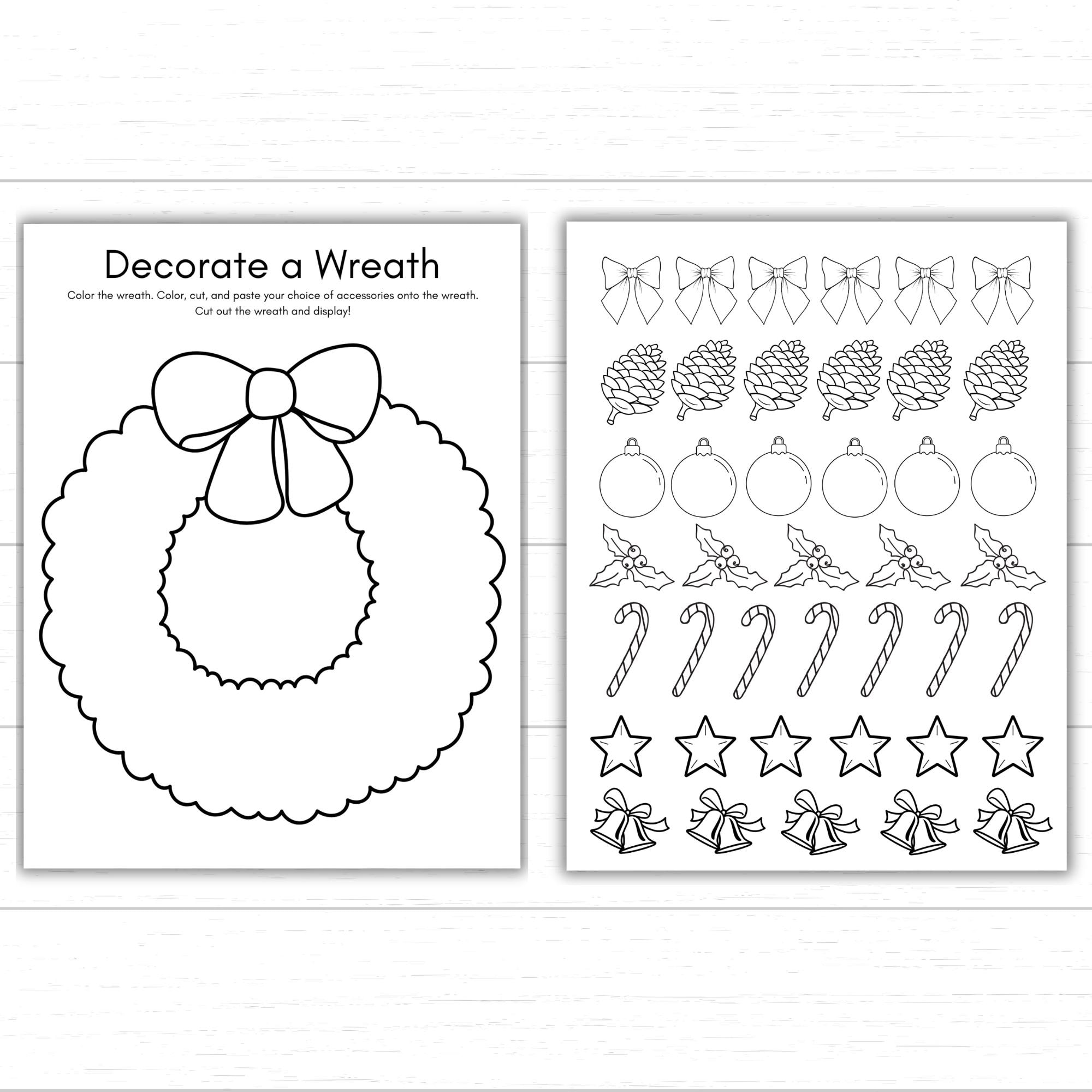 Build a Wreath Printable Christmas Activity for Kids | Decorate a ...