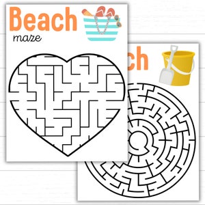 Printable Beach Mazes for Kids, Summer Activity Pack (PDF) - Etsy