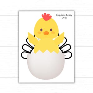 Disguise a Turkey Chick Printable, Chick Turkey Disguise, Printable ...