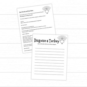 Disguise a Turkey Project, Turkey in Disguise, Printable Disguise a ...