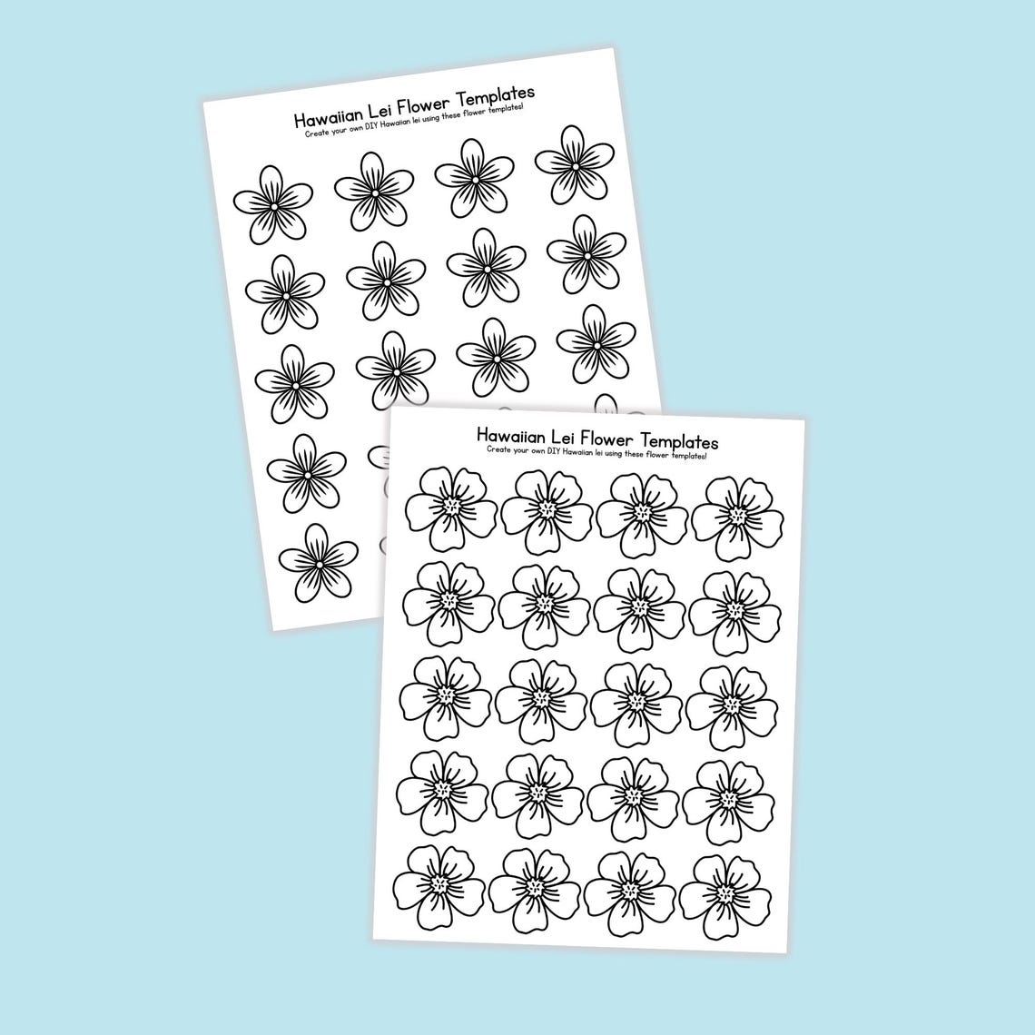 Printable DIY Hawaiian Lei Flower Templates, Flower Cutouts, Tropical ...