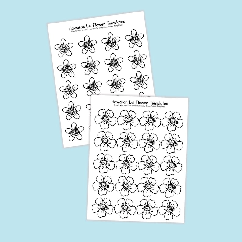 Printable DIY Hawaiian Lei Flower Templates, Flower Cutouts, Tropical ...