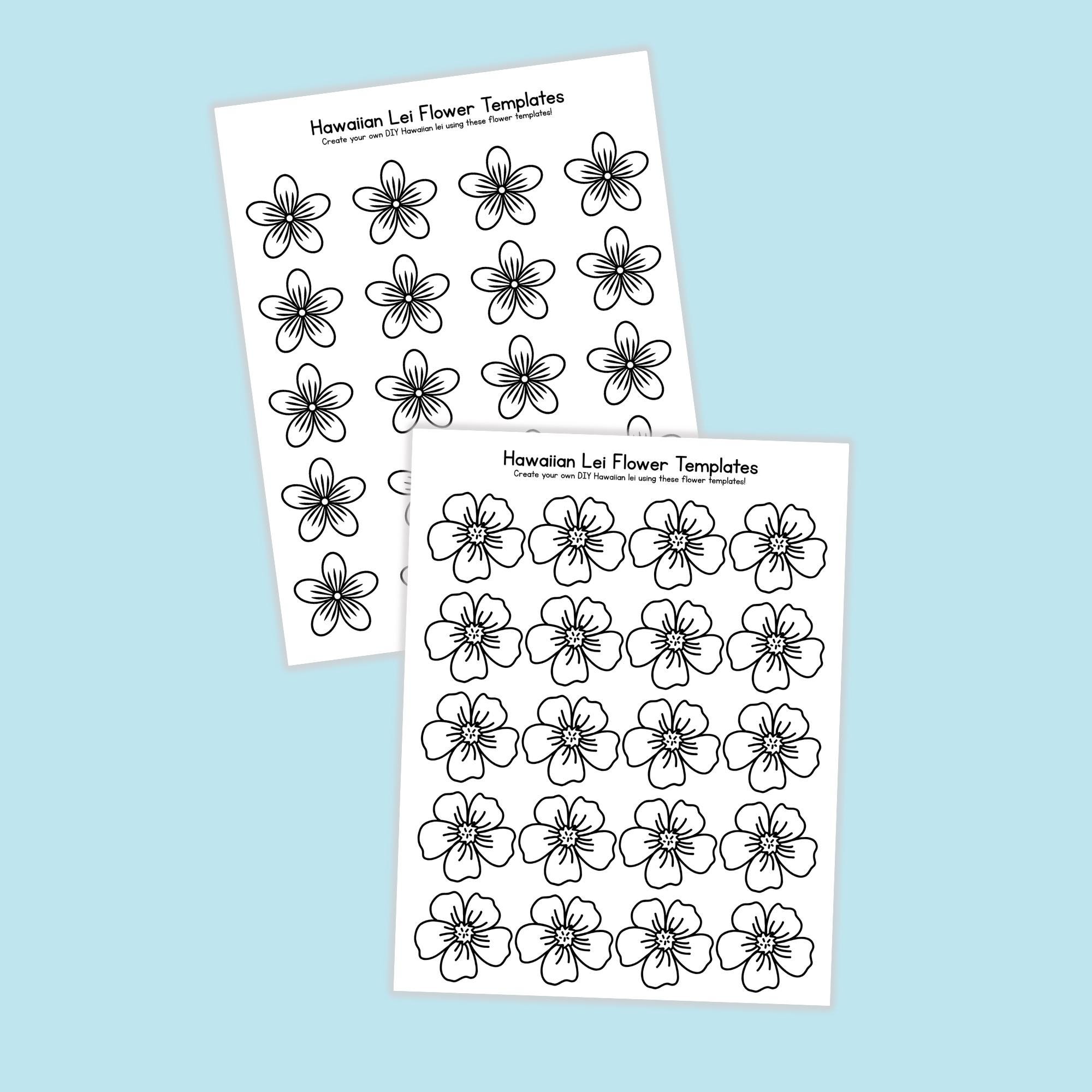 Printable DIY Hawaiian Lei Flower Templates, Flower Cutouts, Tropical ...