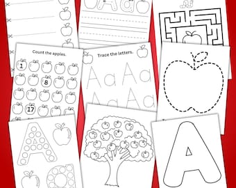 Apple Activity Pack for Kids, Printable Apple Worksheets, Apple ...