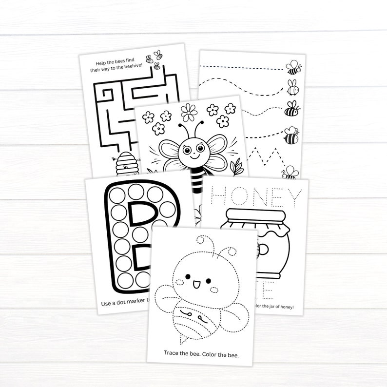 Printable Bee Activity Pack for Kids, Spring Worksheets, Coloring Pages ...