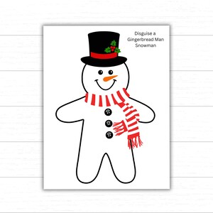 Disguise a Gingerbread Man Snowman, Printable Snowman Outfit, Winter ...