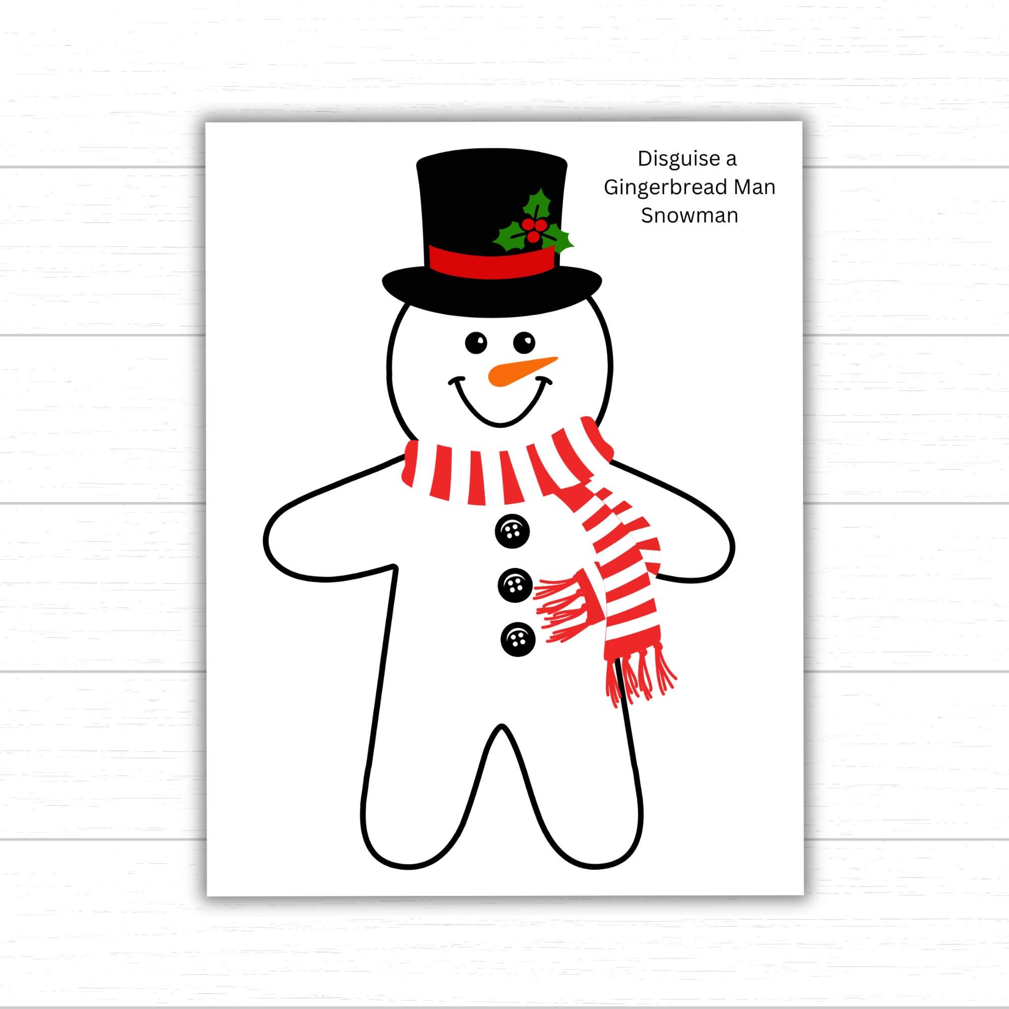 Disguise a Gingerbread Man Snowman, Printable Snowman Outfit, Winter ...
