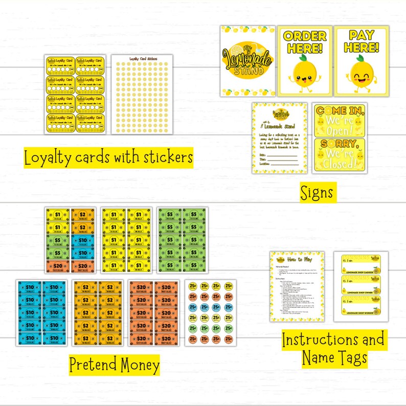 Lemonade Stand Dramatic Pretend Play Printable Kit, Lemonade Stand ...
