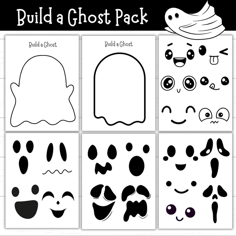 Build a Ghost Printable Activity Pack for Kids, Cut and Paste Craft ...