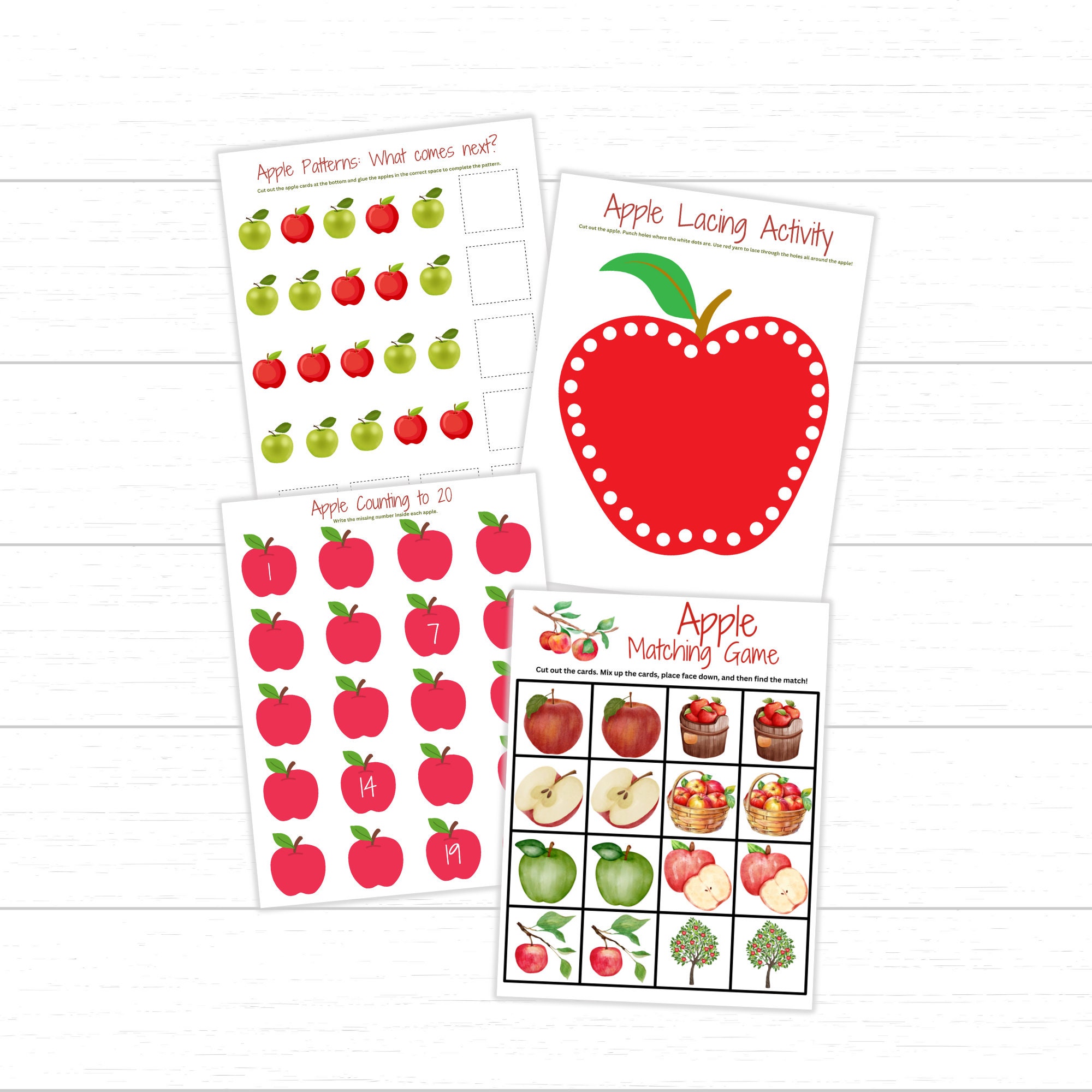 Apple Activity Pack for Kids, Printable Learning Bundle, Apple ...