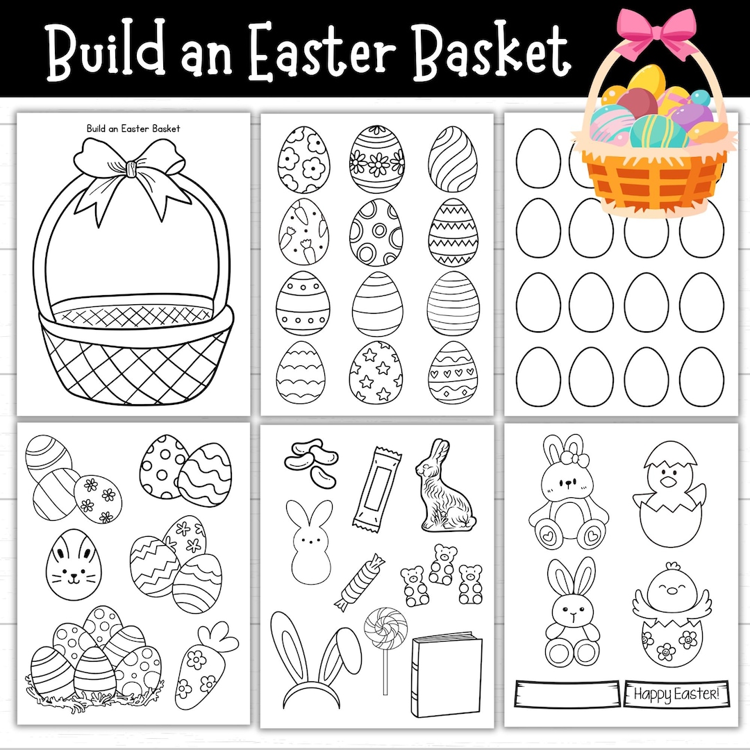 Build an Easter Basket Printable, Printable Easter Basket Coloring Page ...